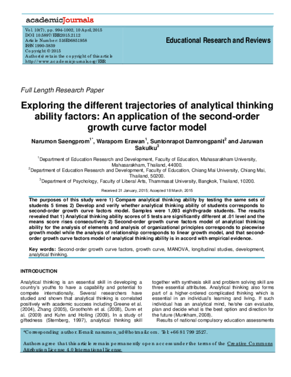 (PDF) Exploring the different trajectories of analytical thinking ...