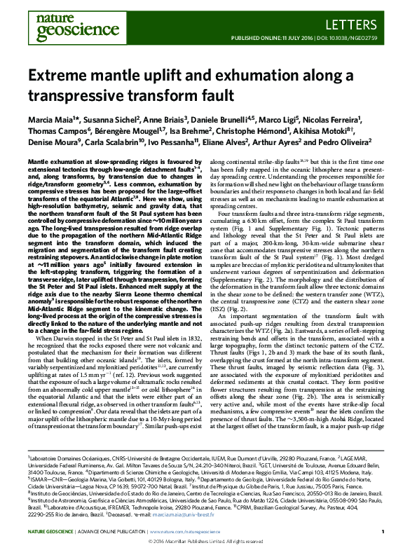 (PDF) Extreme mantle uplift and exhumation along a transpressive ...