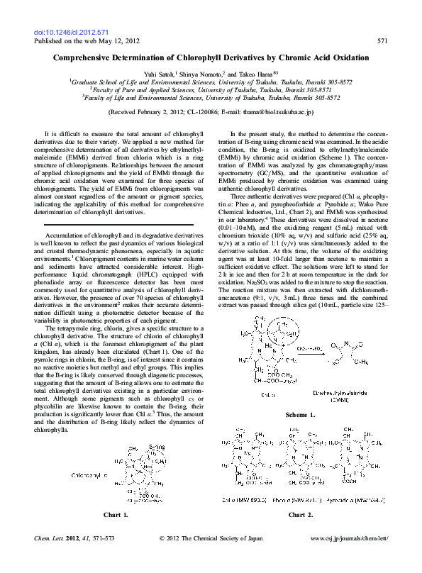 (PDF) Comprehensive Determination of Chlorophyll Derivatives by Chromic ...