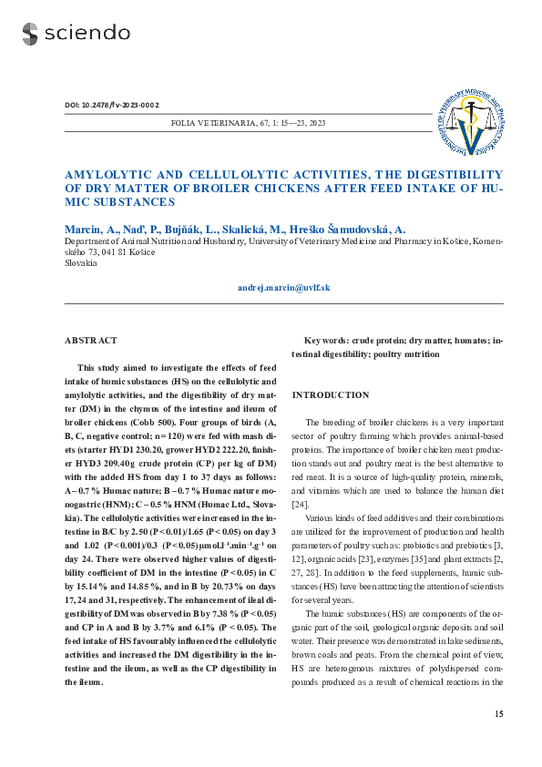 (PDF) Amylolytic and Cellulolytic Activities, the Digestibility of Dry ...