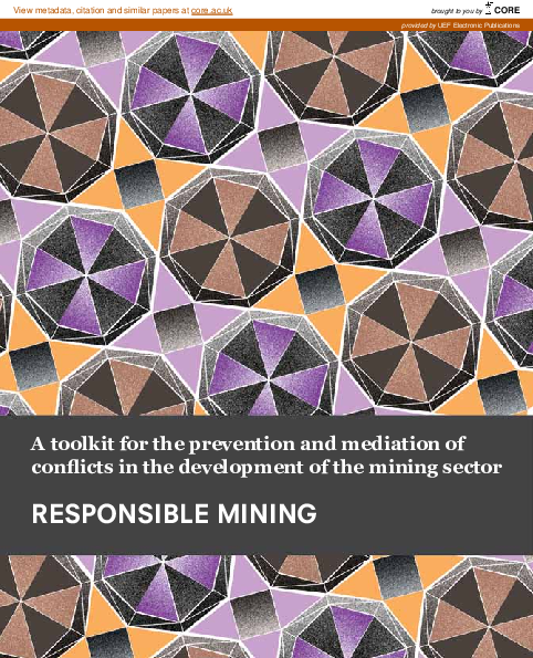 (PDF) Responsible mining : a toolkit for the prevention and mediation ...