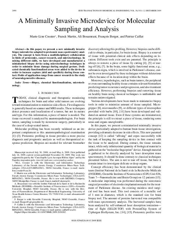 (PDF) A Minimally Invasive Microdevice for Molecular Sampling and Analysis