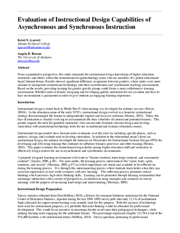 (PDF) Evaluation of Instructional Design Capabilities of Asynchronous ...