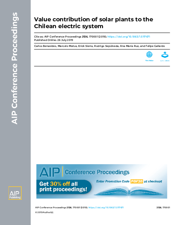 (PDF) Value contribution of solar plants to the Chilean electric system ...