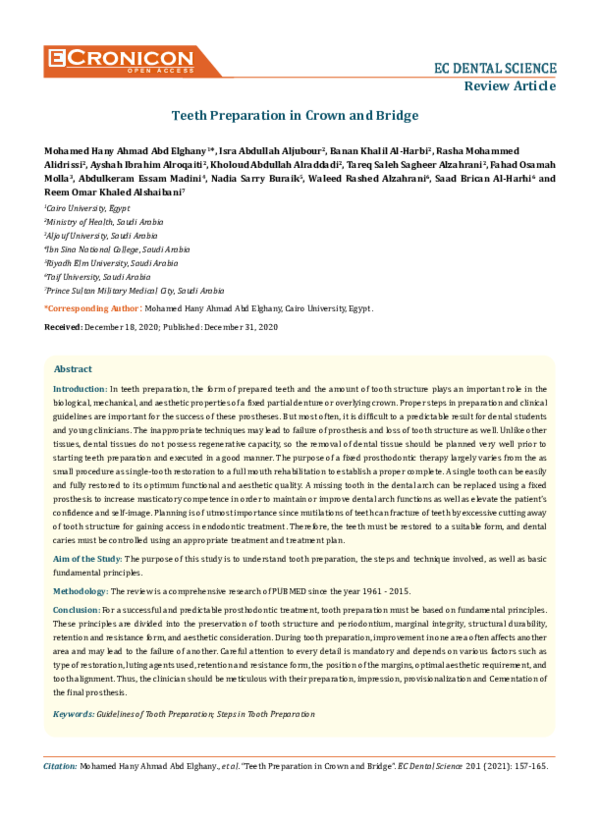 (PDF) Teeth Preparation in Crown and Bridge