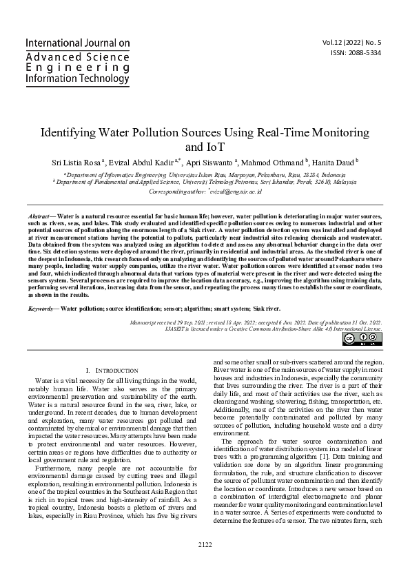 (PDF) Identifying Water Pollution Sources Using Real-Time Monitoring ...