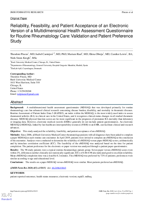 (PDF) An Electronic Version of a Multidimensional Health Assessment ...