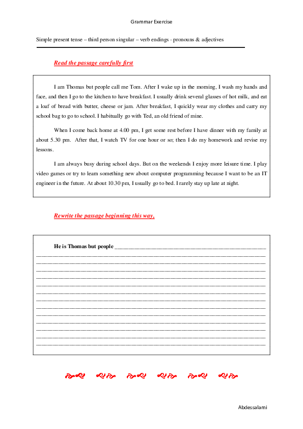 (PDF) Simple present tense exercise