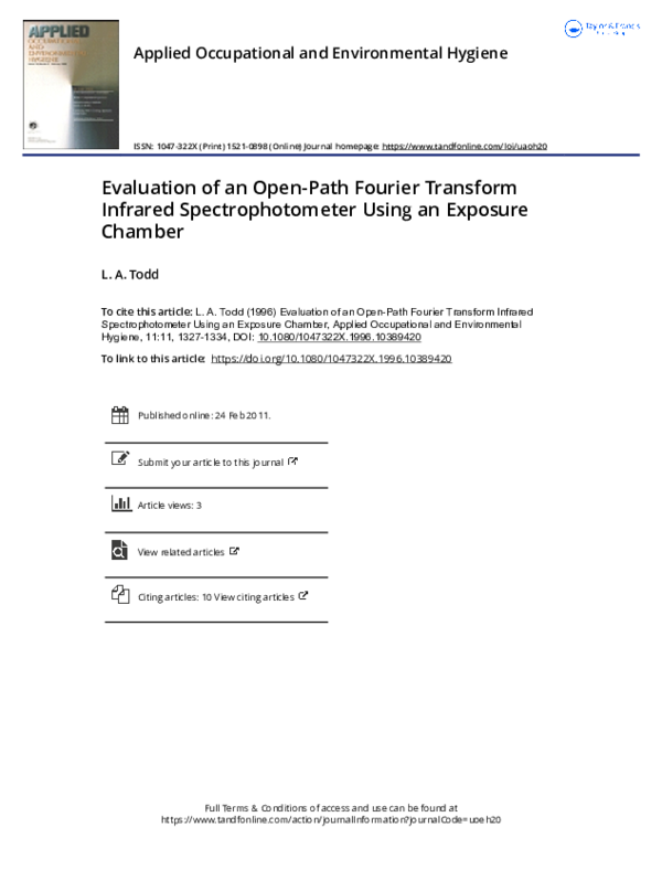 (PDF) Evaluation of an Open-Path Fourier Transform Infrared Spectrophotometer Using an Exposure ...
