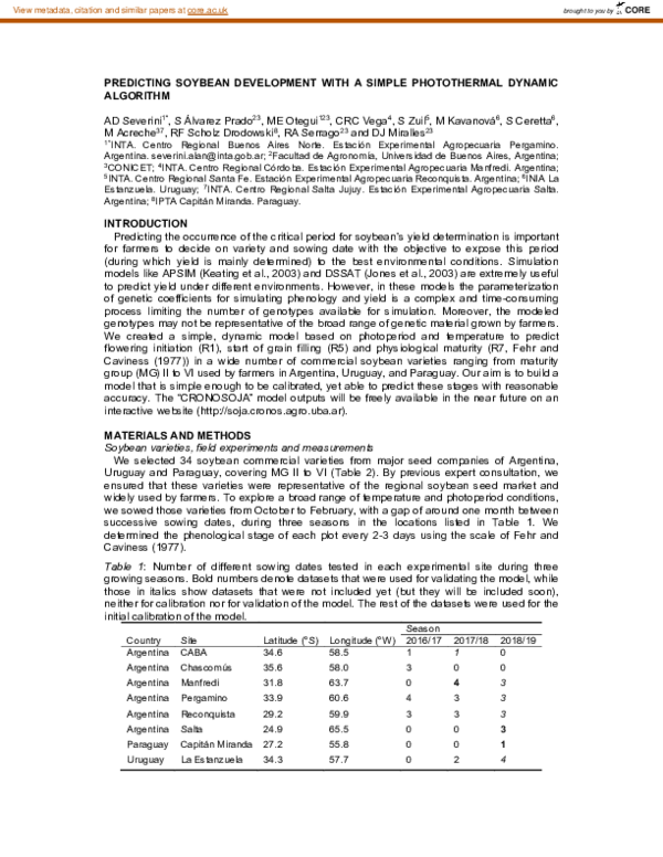 (PDF) Predicting soybean development with a simple photothermal dynamic algorithm