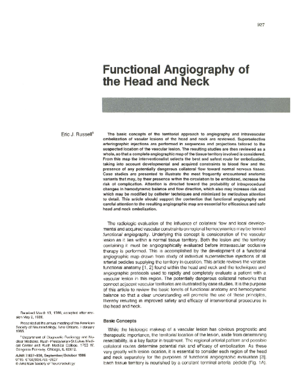 (PDF) Functional angiography of the head and neck