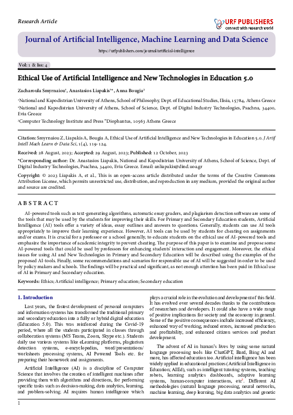 (PDF) Ethical Use of Artificial Intelligence and New Technologies in ...