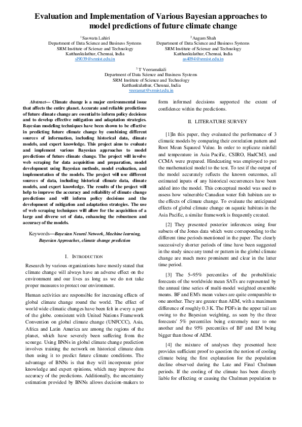 (PDF) Evaluation and Implementation of Various Bayesian Approaches to Model Predictions of ...