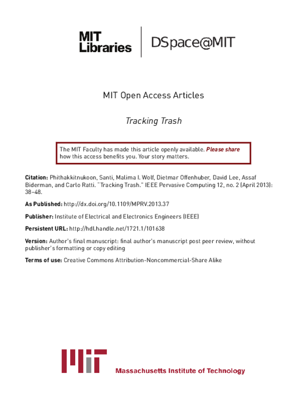(PDF) Efficiency of Waste Management in Seattle: Tracking 2000 Objects