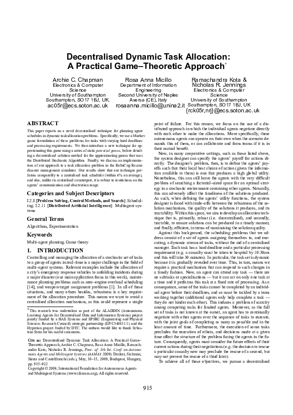 (PDF) Dynamic Task Allocation via Markov Games