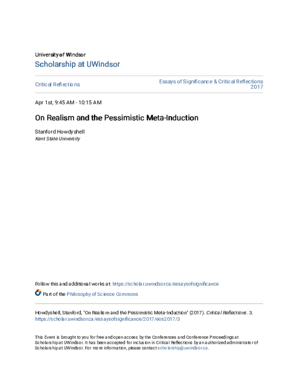 (PDF) On Realism and the Pessimistic Meta-Induction
