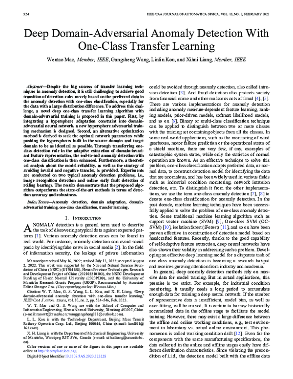 (PDF) Deep Domain-Adversarial Anomaly Detection With One-Class Transfer Learning