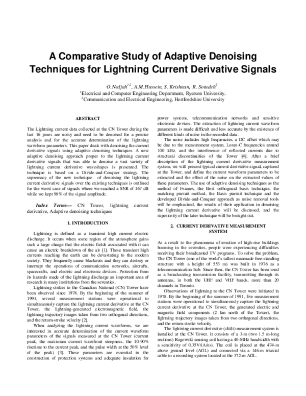 (PDF) Comparative study of adaptive techniques for denoising CN Tower ...