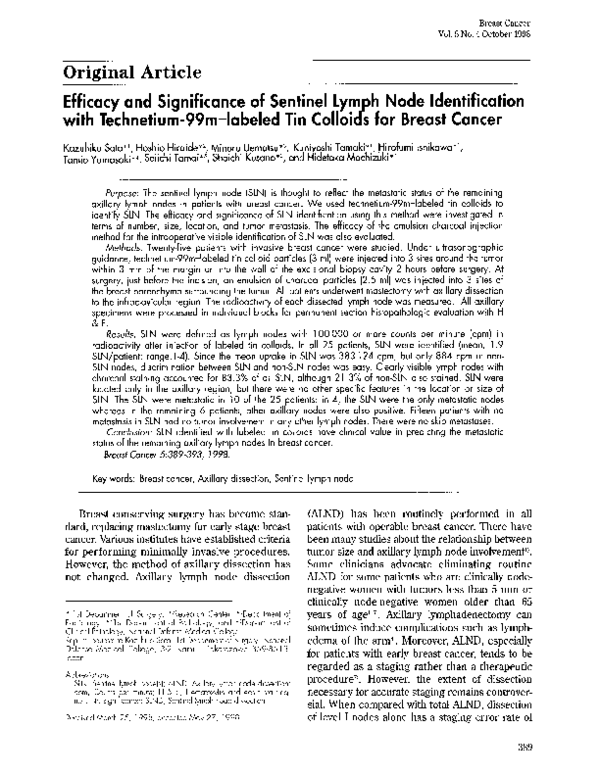 (PDF) Efficacy and Significance of Sentinel Lymph Node Identification ...