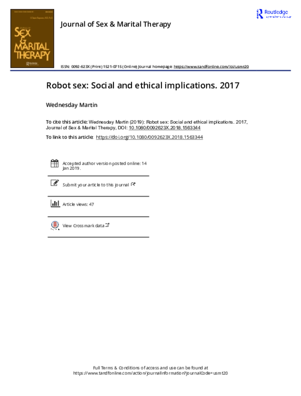 Pdf Robot Sex Social And Ethical Implications 2017