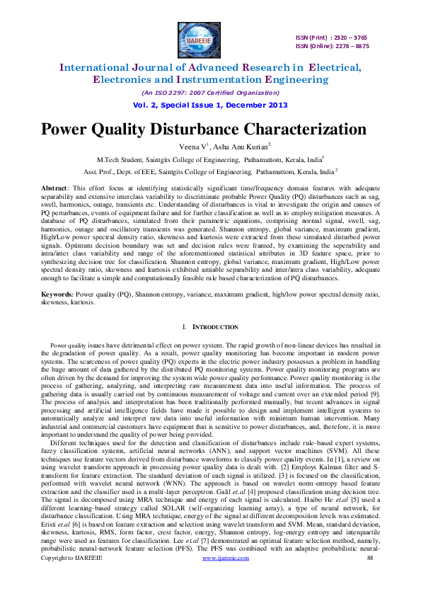 (PDF) Power Quality Disturbance Characterization