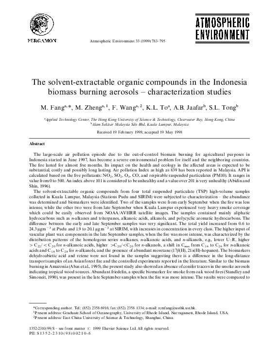 (PDF) The solvent-extractable organic compounds in the Indonesia ...