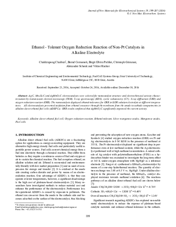 (PDF) Ethanol-Tolerant Oxygen Reduction Reaction of Non-Pt Catalysts in Alkaline Electrolyte ...