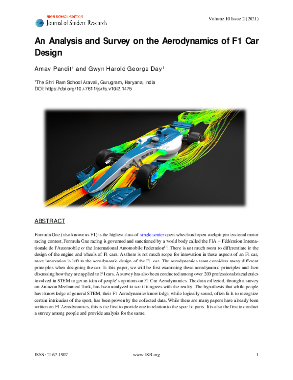 (PDF) The Aerodynamics of F1 Car Design