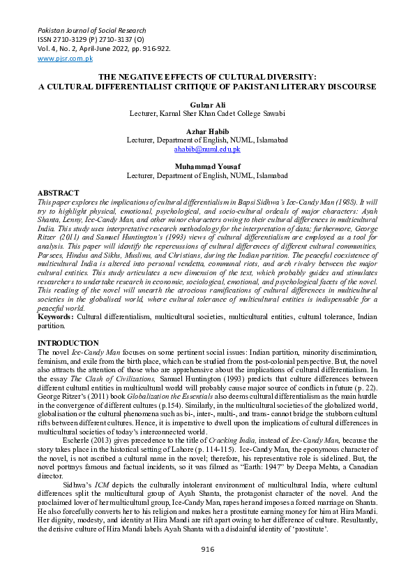 (PDF) THE NEGATIVE EFFECTS OF CULTURAL DIVERSITY: A CULTURAL ...