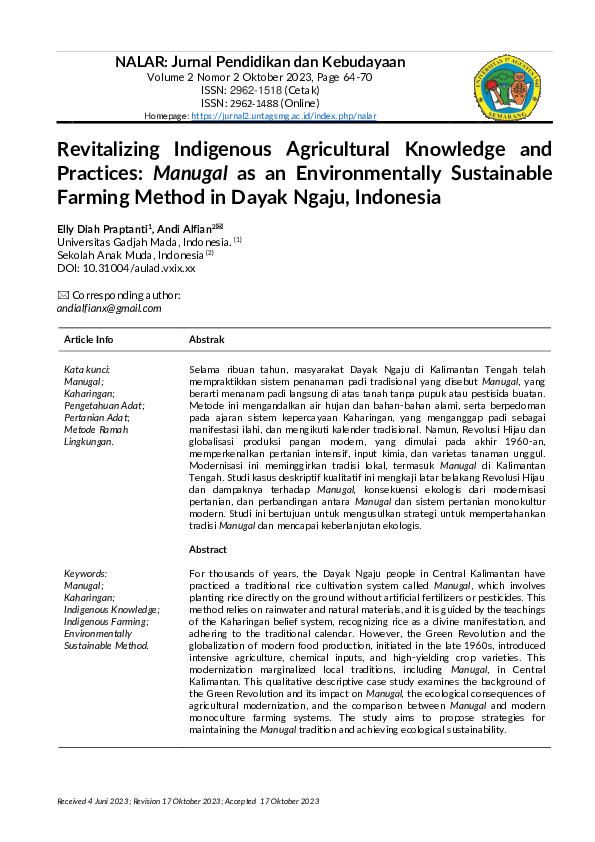 (PDF) Revitalizing Indigenous Agricultural Knowledge and Practices ...