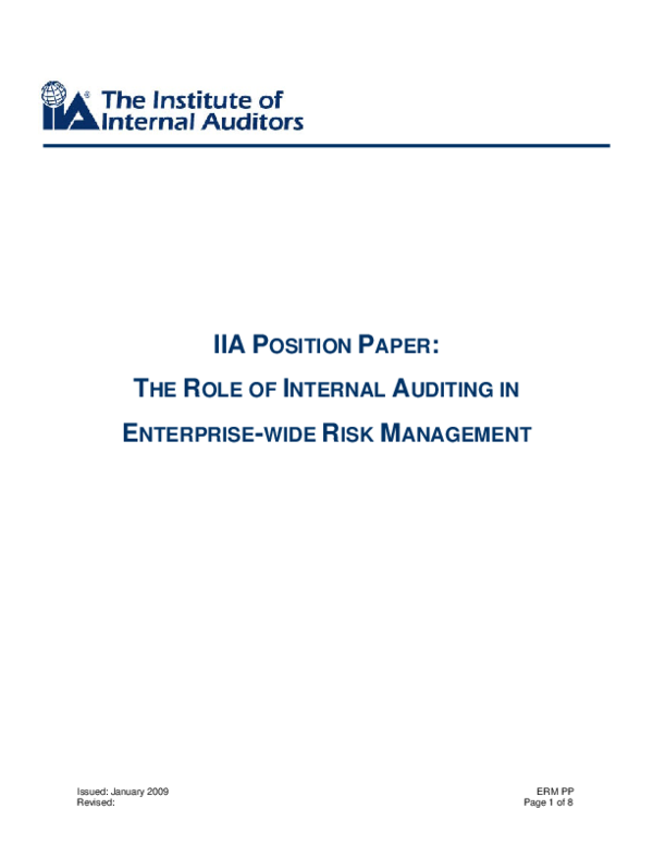 (PDF) Pp the role of internal auditing in enterprise risk management