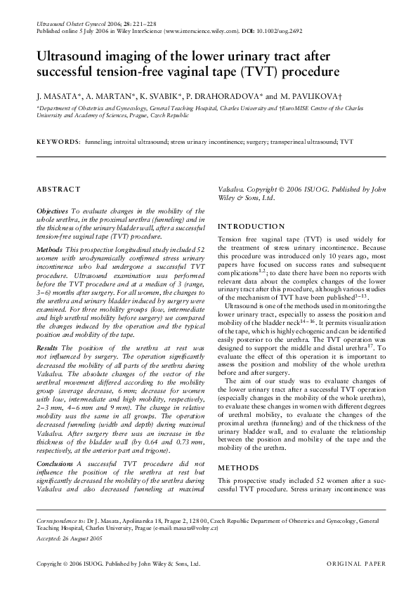 (PDF) Ultrasound imaging of the lower urinary tract after successful ...