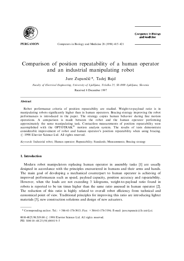 (PDF) Comparison of position repeatability of a human operator and an ...