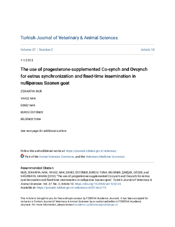 (PDF) The use of progesterone-supplemented Co-synch and Ovsynch for ...