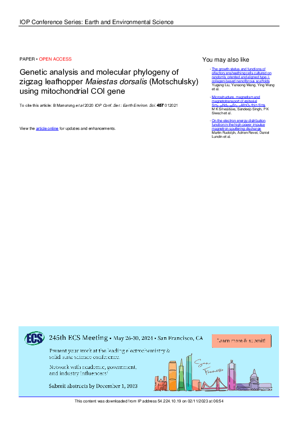 (PDF) Genetic analysis and molecular phylogeny of zigzag leafhopper ...