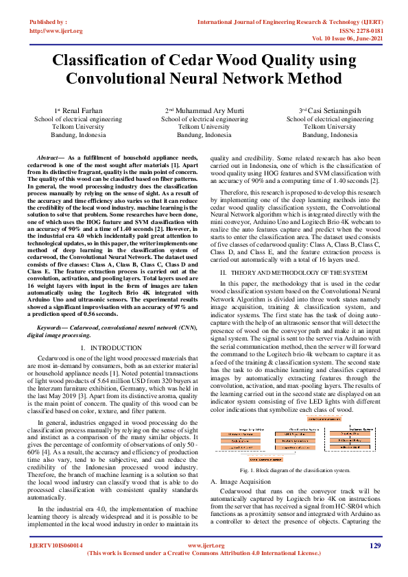 (PDF) Classification of Cedar Wood Quality using Convolutional Neural Network Method