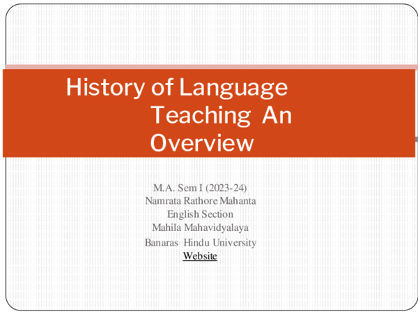(PDF) History of Language Teaching