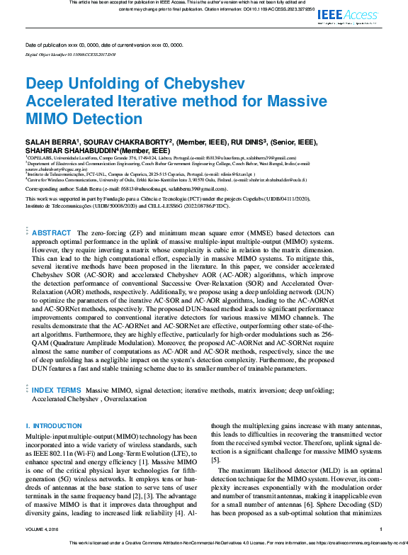 (PDF) Deep Unfolding of Chebyshev Accelerated Iterative method for Massive MIMO Detection