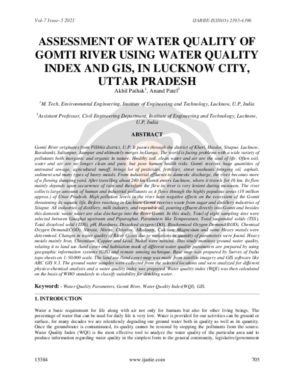 (PDF) Assessment of Water Quality of Gomti River Using Water Quality ...