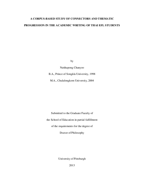(PDF) A corpus-based study of connectors and thematic progression in ...