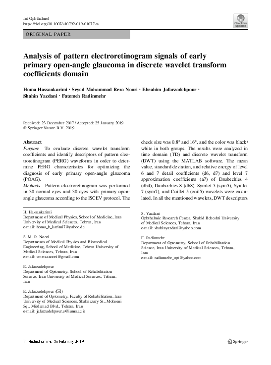 (PDF) Analysis of pattern electroretinogram signals of early primary ...
