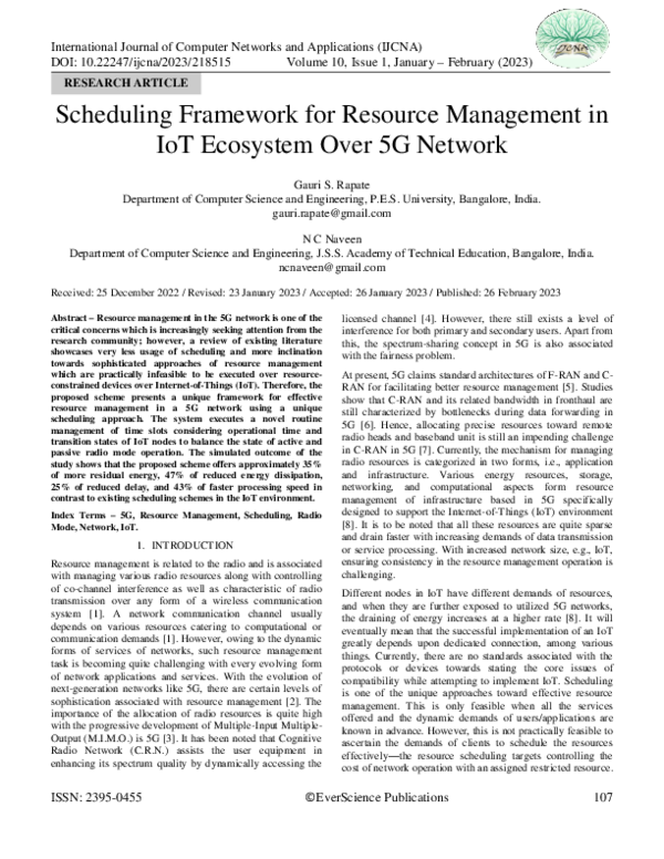 (PDF) Scheduling Framework for Resource Management in IoT Ecosystem Over 5G Network