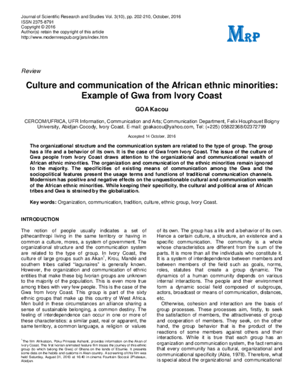 (PDF) Culture and communication of the African ethnic minorities ...