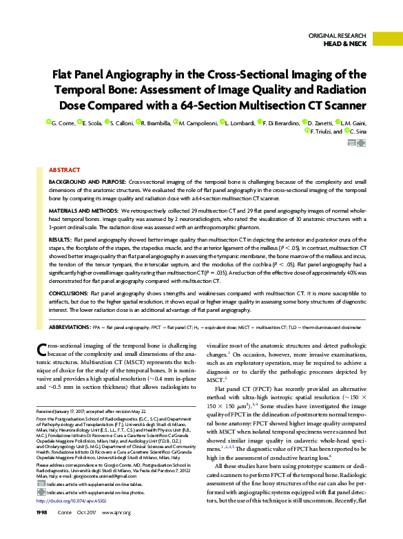 (PDF) Flat Panel Angiography in the Cross-Sectional Imaging of the Temporal Bone: Assessment of ...
