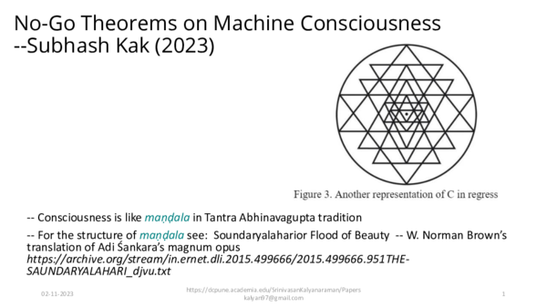 (PDF) No-Go Theorems on Machine Consciousness | Srini Kalyanaraman - Academia.edu