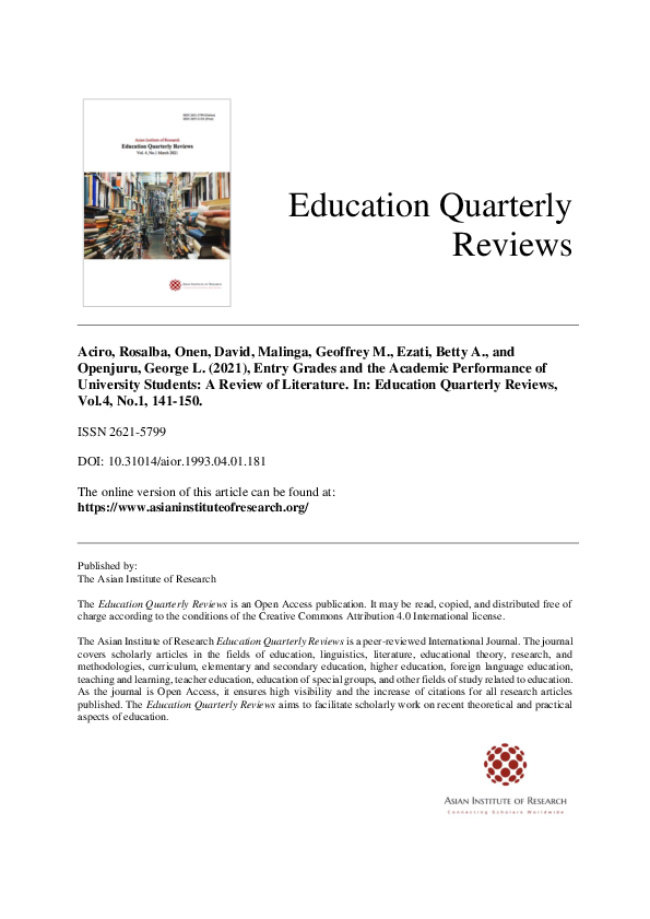 (PDF) Entry Grades and the Academic Performance of University Students ...
