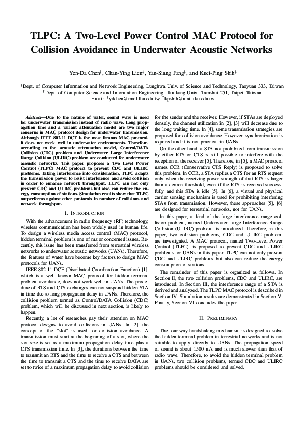 (PDF) TLPC: A two-level power control MAC protocol for collision avoidance in underwater ...
