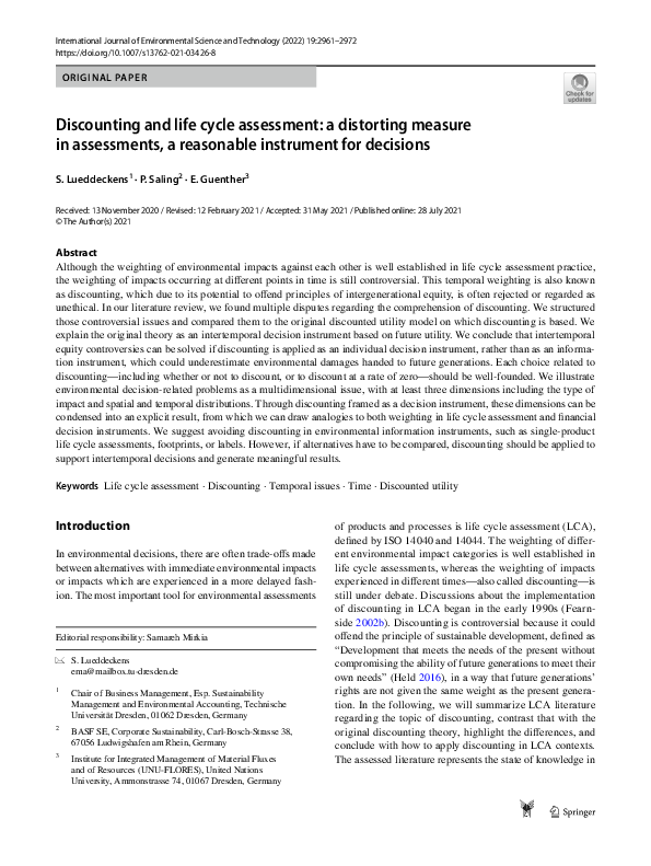 (PDF) Discounting and life cycle assessment: a distorting measure in ...