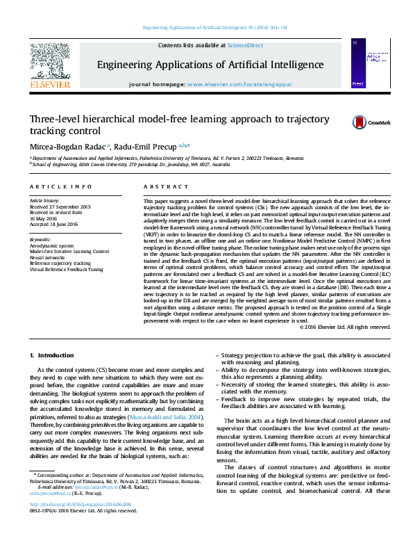 (PDF) Three-level hierarchical model-free learning approach to trajectory tracking control
