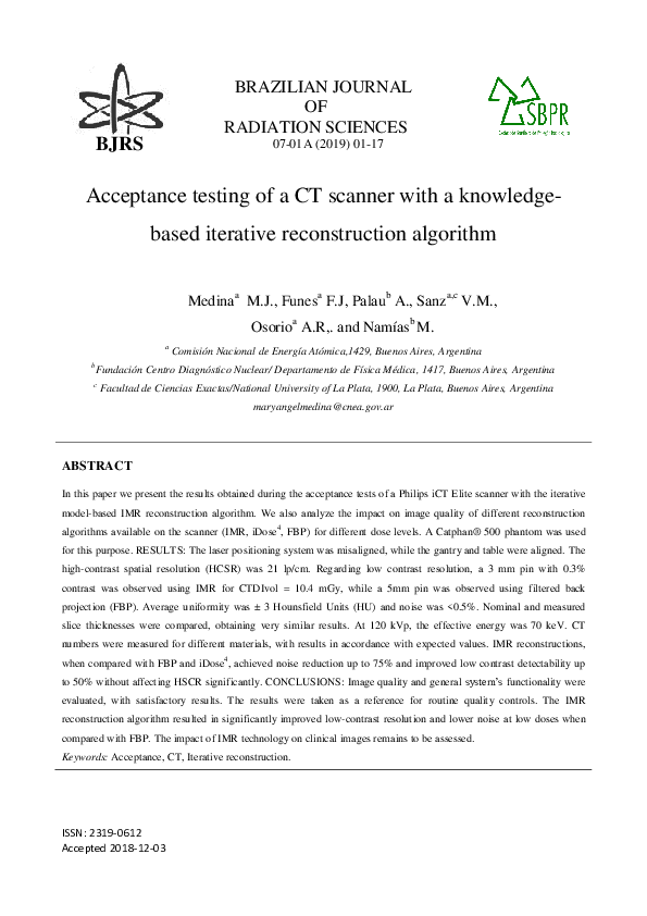 Pdf Acceptance Testing Of A Ct Scanner With A Knowledge Based Iterative Reconstruction Algorithm 8932